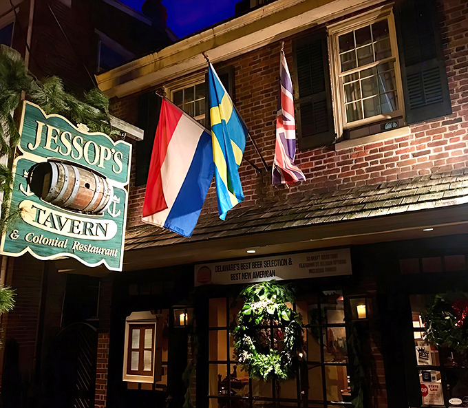 Sunlight dances across Jessop's historic brick exterior, where international flags announce the tavern's European culinary influences. History never looked so appetizing!