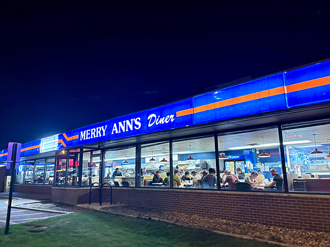 The blue and orange neon glow of Merry Ann's at night isn't just a sign&mdash;it's a beacon of hope for the breakfast-deprived masses of Champaign.