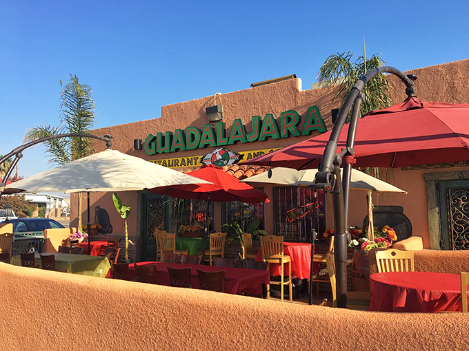 That vibrant orange and blue exterior isn't trying to be subtle, and frankly, neither is the food waiting inside.