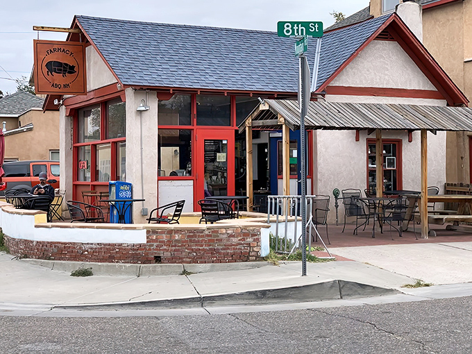 That humble red-framed entrance promises breakfast bliss that'll make your morning commute worthwhile.