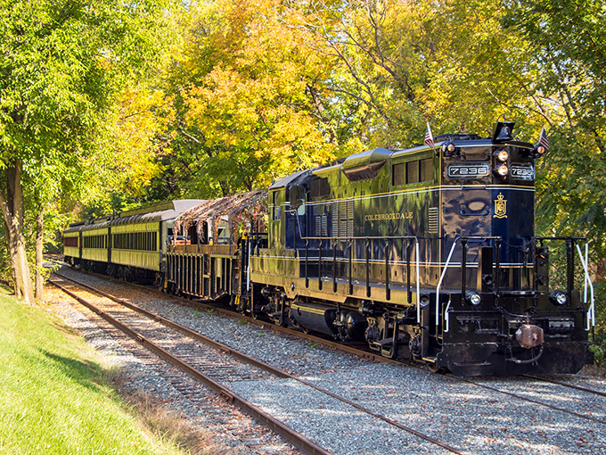 Through shimmering autumn leaves, the Colebrookdale Railroad carries passengers into a past drenched in color and wonder. Time travel has never felt so magical.