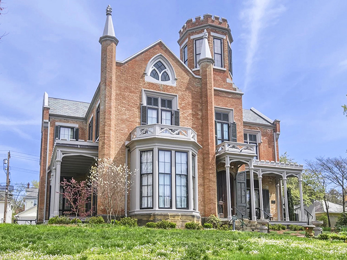 The Castle's imposing Gothic Revival facade makes suburban McMansions look like garden sheds. Victorian elegance at its finest, complete with tower and crenellations.