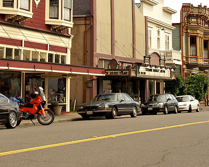 Main Street Ferndale looks like a movie set, but unlike Hollywood facades, these Victorian storefronts house real shops where locals actually buy their socks and sandwiches.