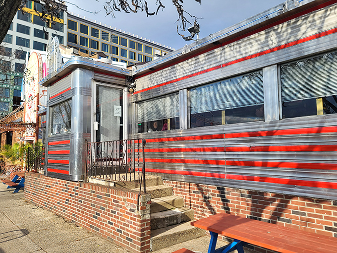 Classic Americana meets urban Philadelphia in this perfectly preserved diner car, where every detail whispers stories of decades past while promising new memories.