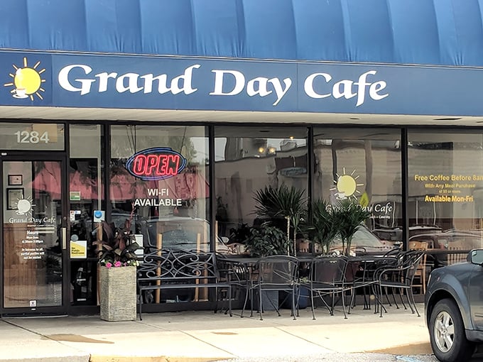 That cheerful blue awning isn't just decoration&mdash;it's a beacon calling breakfast lovers home to their happy place.