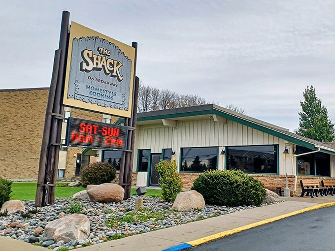 Winter or summer, The Shack's welcoming exterior remains a beacon for hungry Fargo locals seeking breakfast that's worth getting out of bed for.