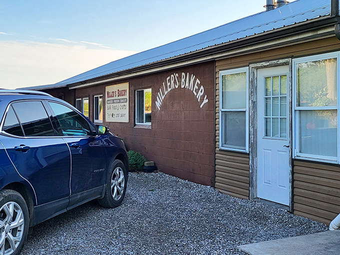 The unassuming exterior of Miller's Bakery proves once again that culinary treasures often hide in plain sight. No neon needed when the donuts speak for themselves.