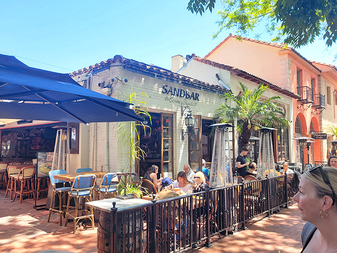 The sun-drenched fa&ccedil;ade of Sandbar Cocina y Tequila beckons like a tropical mirage on Santa Barbara's State Street, promising coastal Mexican flavors and vacation vibes.