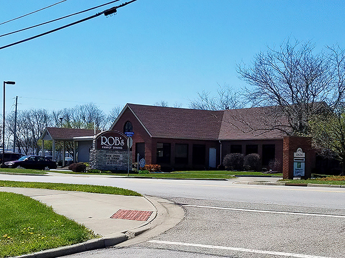 Rob's welcoming brick exterior stands like a beacon of comfort food in Brookville, where locals have been making Saturday pilgrimages for those legendary cabbage rolls.