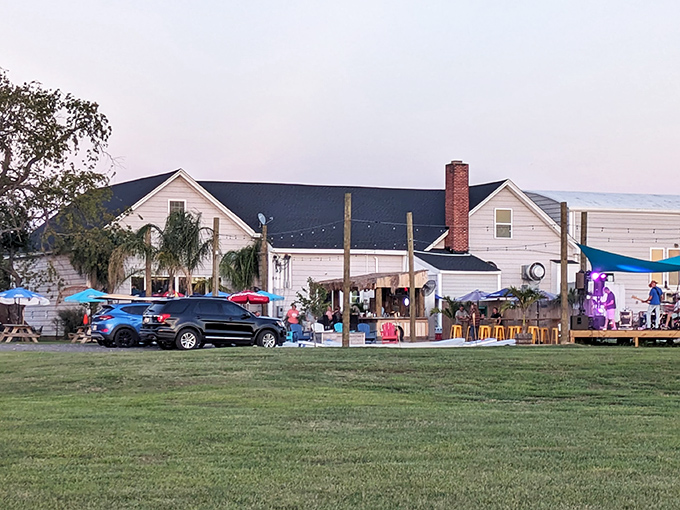 The white clapboard exterior of Old Salty's beckons like a mirage after your drive through Dorchester County's marshlands&mdash;worth every mile of the journey.