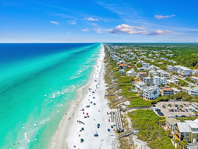 Seaside's coastline looks like someone took the Caribbean, gave it a Florida address, and told it to show off. Pure postcard perfection.