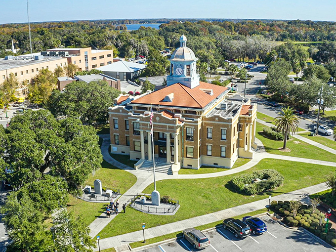 The historic Citrus County Courthouse stands proudly in downtown Inverness, its clock tower keeping watch over a community that values both heritage and affordability.