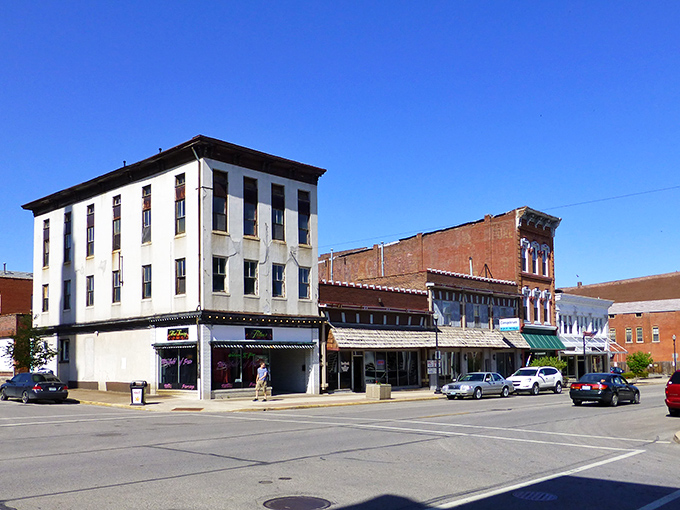 Historic downtown Quincy stands proudly against a blue Illinois sky, its vintage facades telling stories that modern strip malls can only dream about.