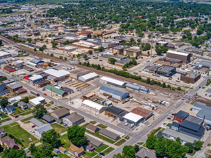 Carroll from above looks like a perfect miniature town set – the kind where problems shrink and neighbors actually wave when they see you coming.