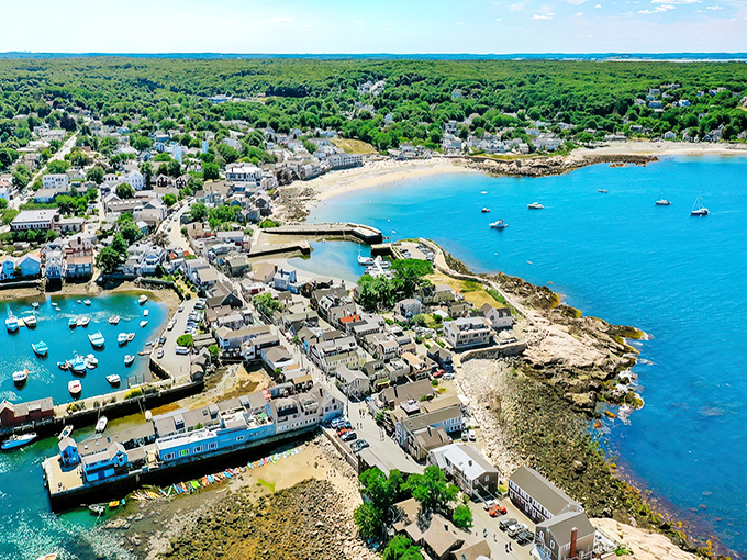 This aerial view of Rockport reveals why artists have been setting up easels here for over a century.