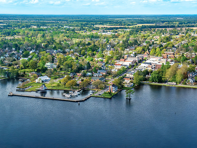 Edenton's waterfront vista unfolds like a living postcard, where colonial charm meets coastal serenity. Small-town America doesn't get more picture-perfect than this.