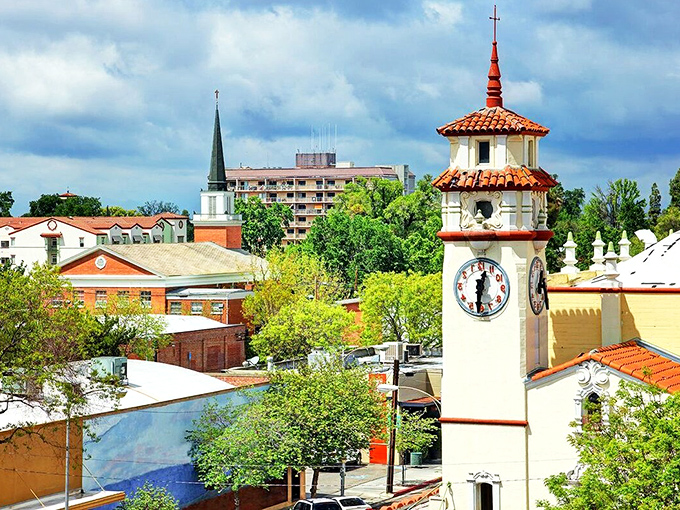 The iconic clock tower stands sentinel over downtown, a charming timekeeper for a city that values both history and happy hour.