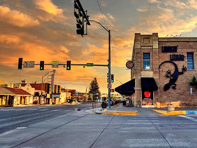 Main Street at golden hour looks like someone applied the world's most flattering Instagram filter to reality itself.