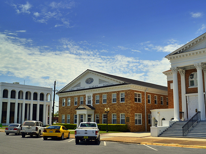 Marianna's civic buildings stand proudly under Florida's impossibly blue skies, where small-town charm meets architectural dignity.