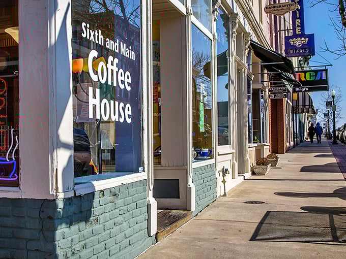Sixth and Main Coffee House welcomes you with its mint-green brick facade and promise of locally roasted beans&mdash;the unofficial morning headquarters for Shelbyville's early risers.