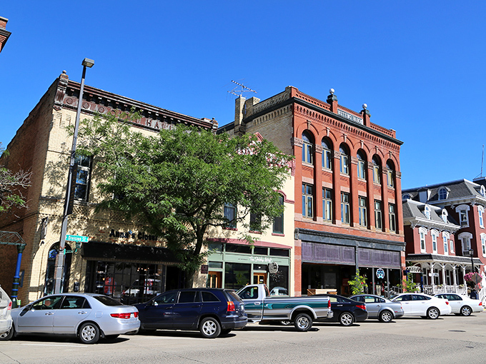 Division Street's historic facades create a living museum where modern life and 19th-century architecture dance together in perfect harmony.
