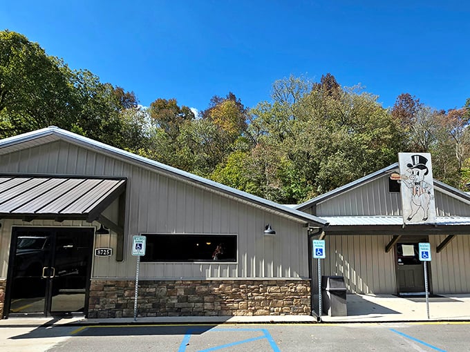 The unassuming exterior of Top Hat BBQ stands like a culinary lighthouse in Hayden, beckoning hungry travelers with its simple charm and promise of smoky delights.