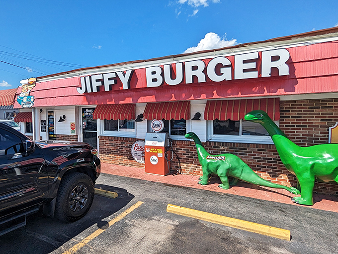 That vintage Sinclair dinosaur and classic red awning announce you've arrived somewhere wonderfully stuck in time.