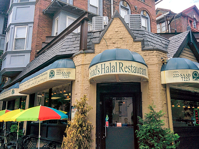 Nestled in a charming yellow-brick building with distinctive green awnings, Saad's Halal Restaurant stands as University City's unassuming culinary treasure.