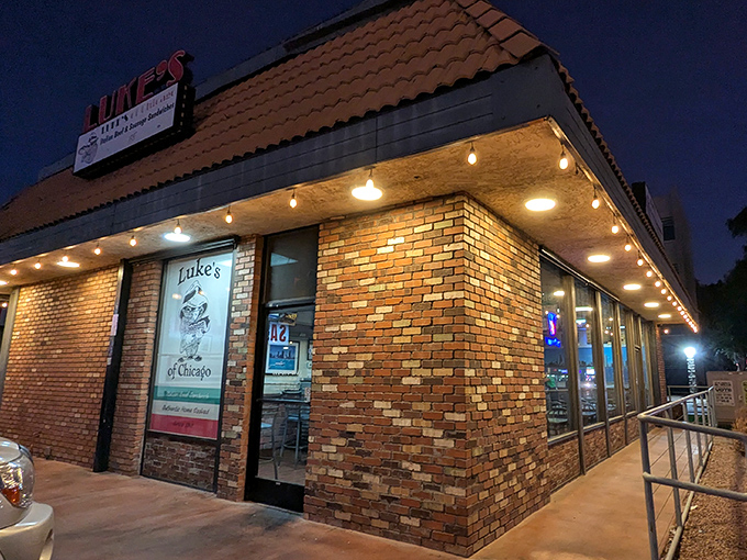 Luke's distinctive orange roof and brick exterior stands as a beacon for Chicago food pilgrims in the Arizona desert.