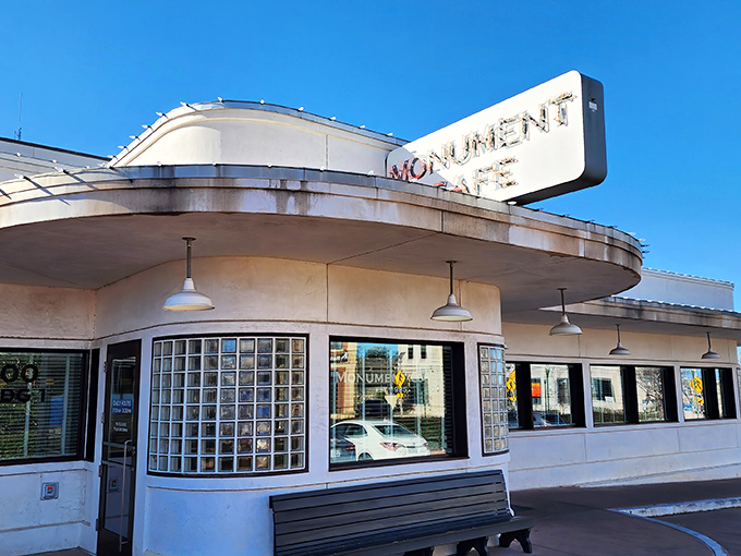 The gleaming white exterior of Monument Cafe stands like a beacon of hope for hungry travelers. Mid-century charm meets modern sensibility in this Georgetown landmark.
