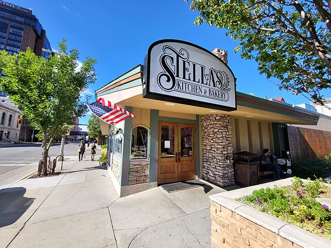 The unassuming exterior of Stella's belies the culinary treasures within. Like finding a Michelin star in your neighbor's garage.