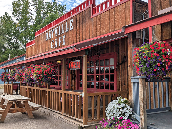 Those colorful hanging baskets aren't just for show – they're nature's way of signaling "good food ahead" to weary Highway 26 travelers.