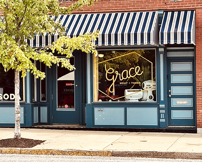 Behind that elegant gold "Grace" sign lies a world where bologna transcends its humble lunchbox origins into sandwich royalty.