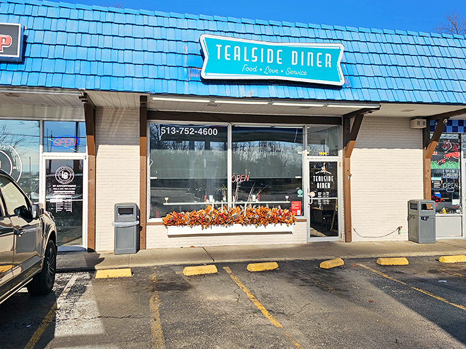 The iconic turquoise roof of Tealside Diner stands out like a beacon for breakfast lovers cruising through Batavia. Food + Love + Service indeed!