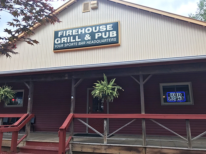 The welcoming porch of Firehouse Grill & Pub beckons like a friendly neighbor inviting you over for the best meal in town.