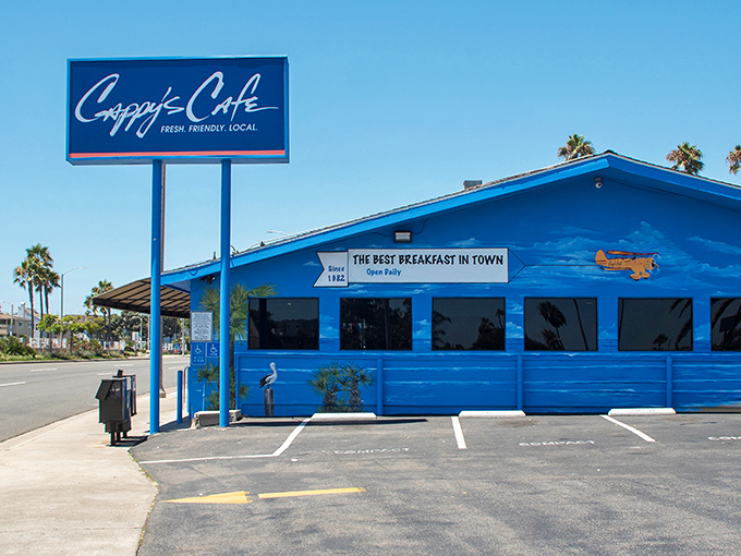 That iconic blue exterior isn't just eye-catching&mdash;it's a landmark that screams "good food happens here" to everyone cruising down PCH.