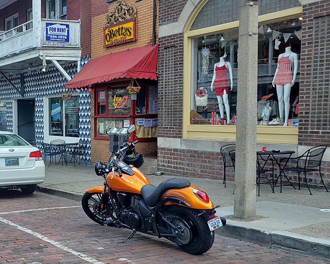 The vibrant storefront of O'Betty's beckons hungry passersby with its cheerful red awning and orange motorcycle parked out front&mdash;Athens' version of a culinary bat signal.