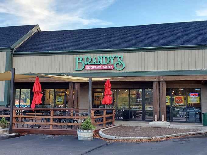 The teal sign beckons like an old friend – Brandy's exterior promises comfort without pretension, a Flagstaff breakfast institution.