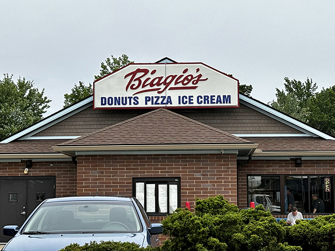 The humble brick exterior of Biagio's belies the treasures within&mdash;proof that the best food experiences often hide behind the most unassuming facades.