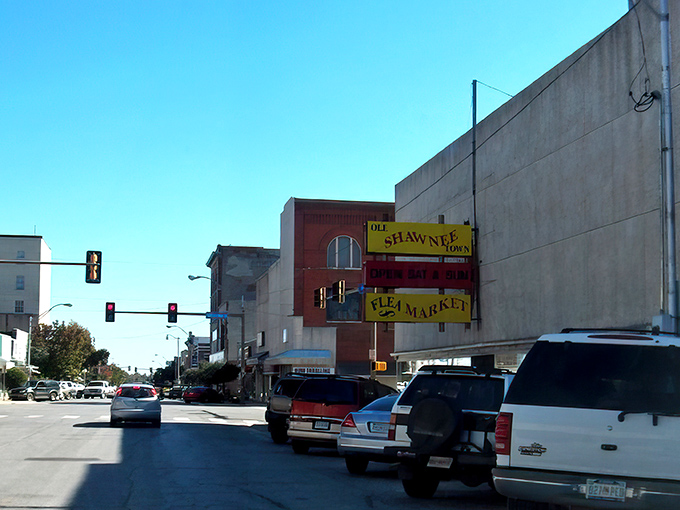 Old Shawnee Flea Market beckons bargain hunters with its vibrant yellow sign &ndash; a treasure trove where Social Security checks become shopping sprees.