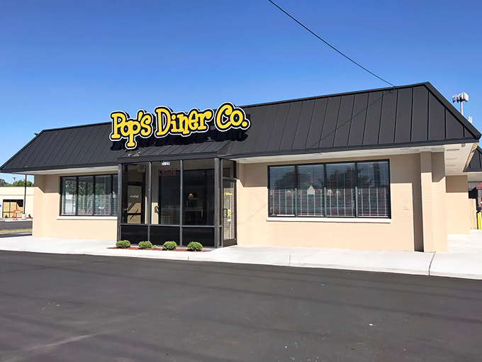 The bright yellow sign of Pop's Diner Co. stands out like a beacon of breakfast hope against Virginia Beach's blue sky. Kids eat free? That's music to any parent's wallet.
