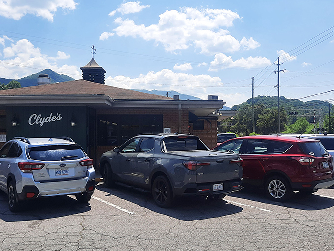 Nestled against the backdrop of North Carolina's mountains, Clyde's parking lot tells the first chapter of its popularity story &ndash; finding a spot might be your meal's biggest challenge.