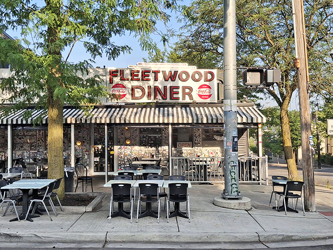 Outdoor seating where Ann Arbor's stories unfold beneath striped awnings &ndash; the diner equivalent of front-row seats to the city's daily theater.