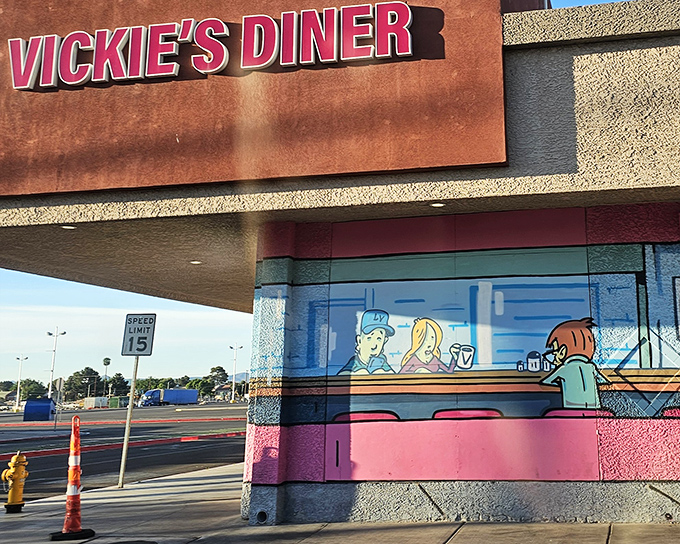 The unassuming exterior of Vickie's Diner proves once again that culinary treasures often hide in plain sight. No neon needed when the food speaks this loudly.