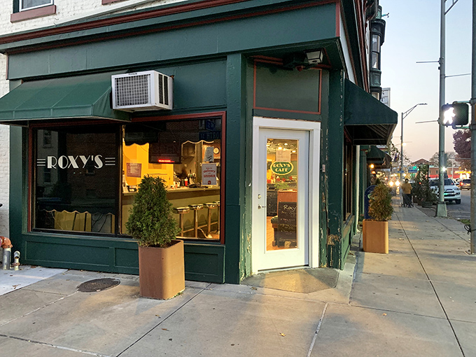 Roxy's green awning beckons like a culinary lighthouse on this Harrisburg corner, promising comfort and satisfaction to weary urban travelers.