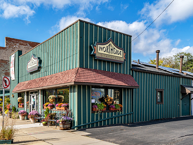 The teal-colored beacon of breakfast bliss stands proudly on Broadway Street, flower boxes promising the same care goes into their food.