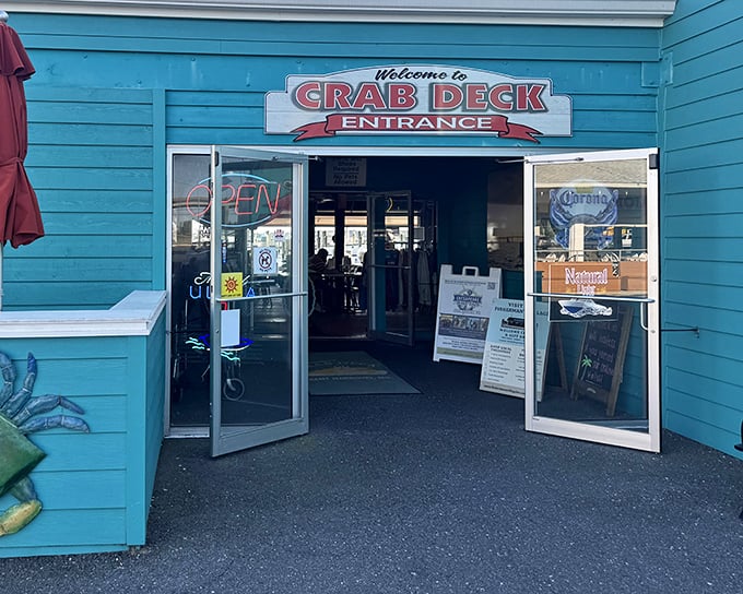 The turquoise gateway to seafood paradise beckons with its unpretentious charm. This entrance promises authentic Maryland flavors without the fuss.