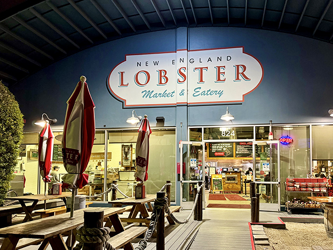 The blue-hued facade with its classic neon sign promises East Coast treasures in the most unlikely of California locations. Maritime magic awaits!