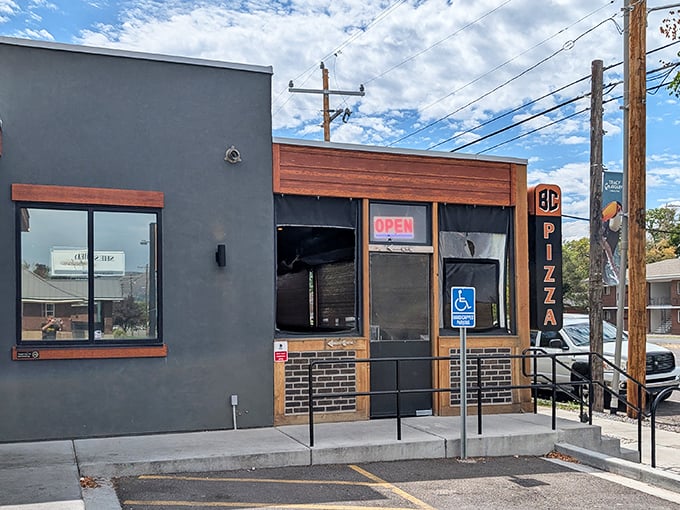 The unassuming exterior of Bricks Corner proves once again that the best pizza joints don't need flashy facades&mdash;just the promise of perfection inside.