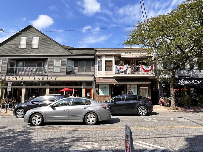 The iconic green, white, and red Presti's sign has been guiding carb enthusiasts to this Little Italy landmark for generations, a beacon of authentic Italian baking in Cleveland.